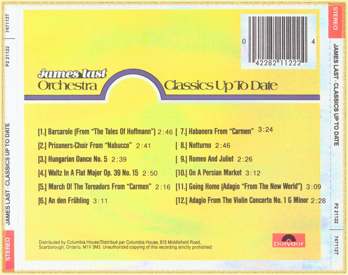 James Last Classics Up To Date : Back | CD Covers | Cover Century ...